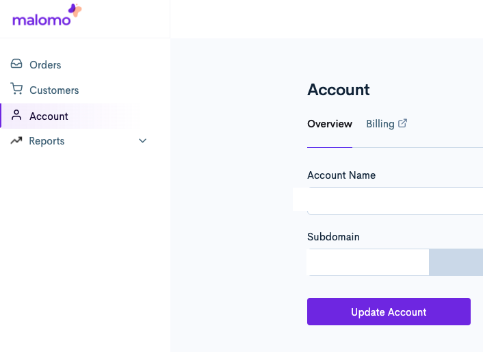 Manage your billing information with Malomo