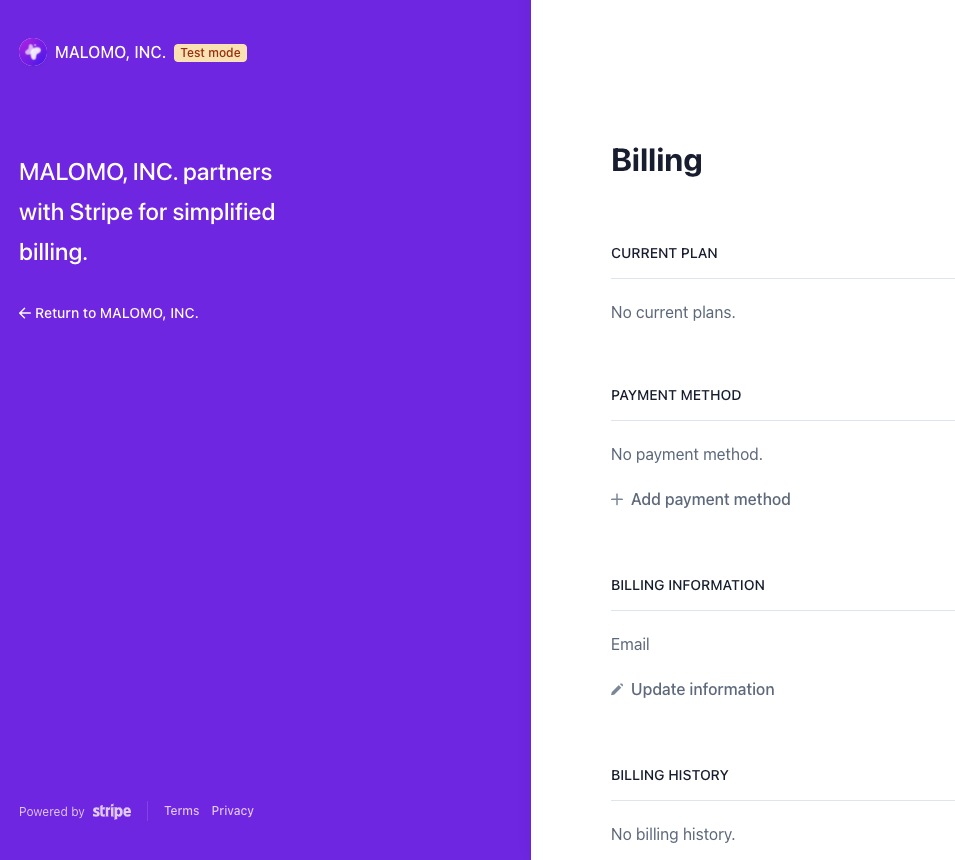 Manage your billing information with Malomo